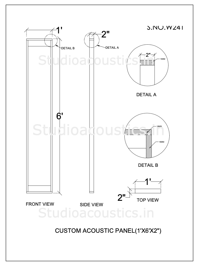 Rectangular Acoustic Panel [ Set Of 6 High Quality Panels ]