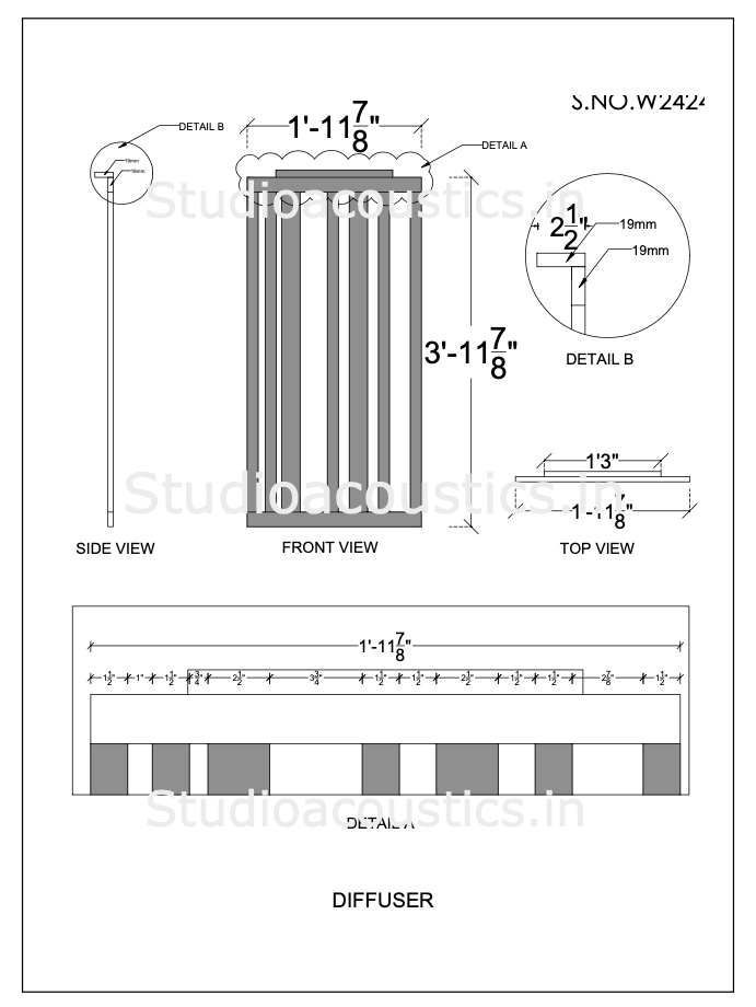 Scatter Face Diffusers For Acoustic Panel | High Quality - 4 & 6 Feet ...